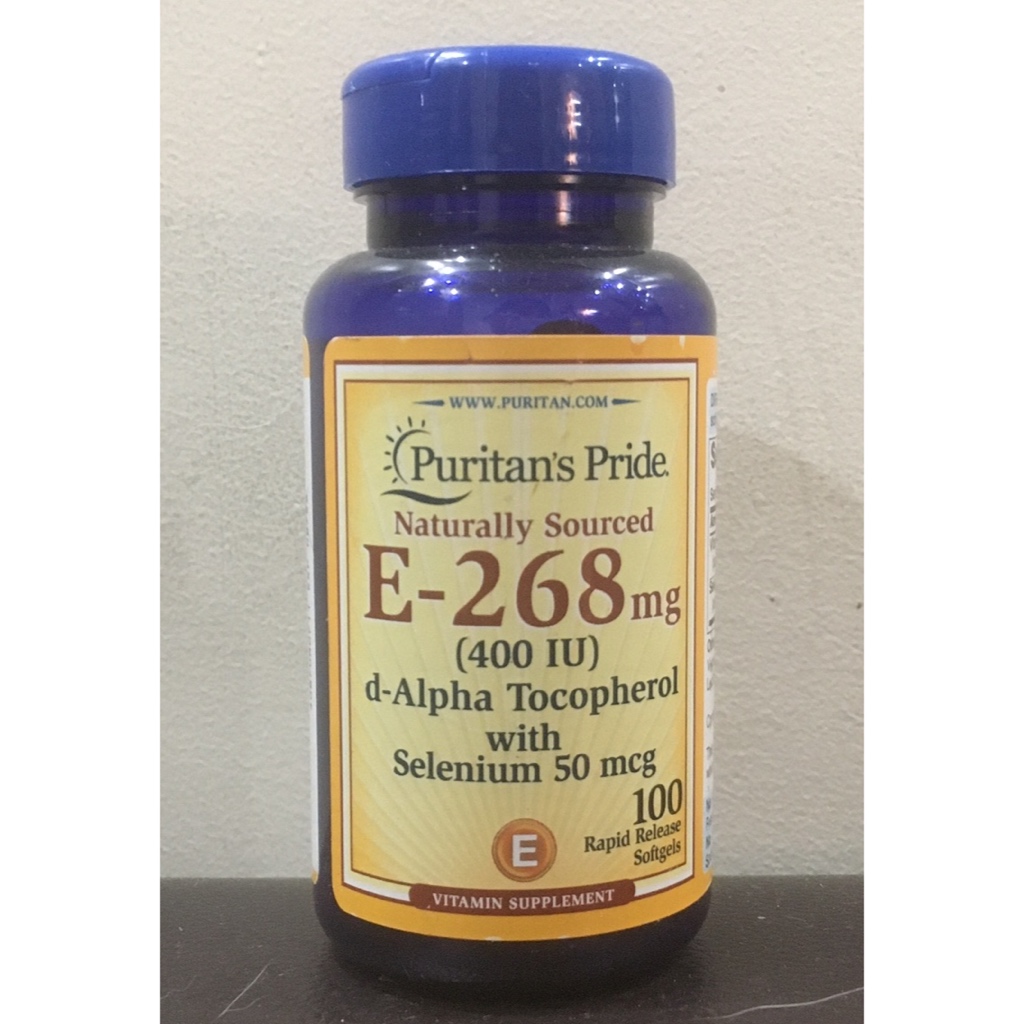 Puritan's Pride Natural E 400iu with Selenium 50mcg, 100 Softgels ...