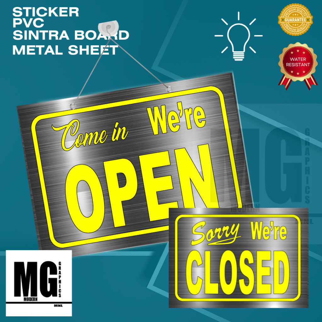 Modern Graphics Come In Open Sign Colored Metallic Design Non-Fade ...