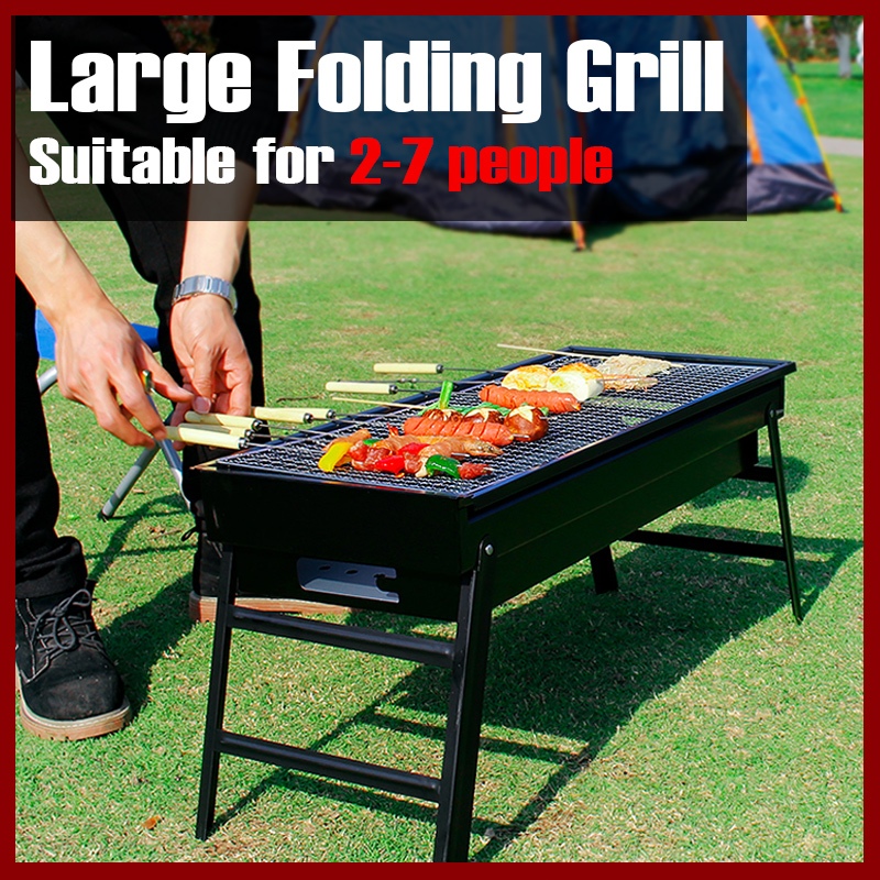 PORTABLE [FOLDABLE] BARBECUE CHARCOAL GRILLER OUTDOOR GRILL STAINLESS ...