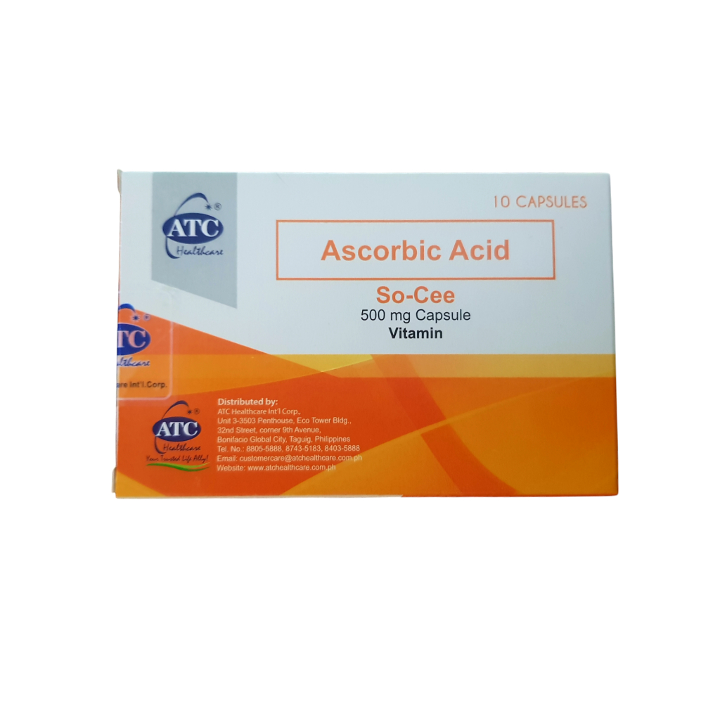 So-Cee Vitamin C Ascorbic Acid 500mg 10 Capsules | Shopee Philippines
