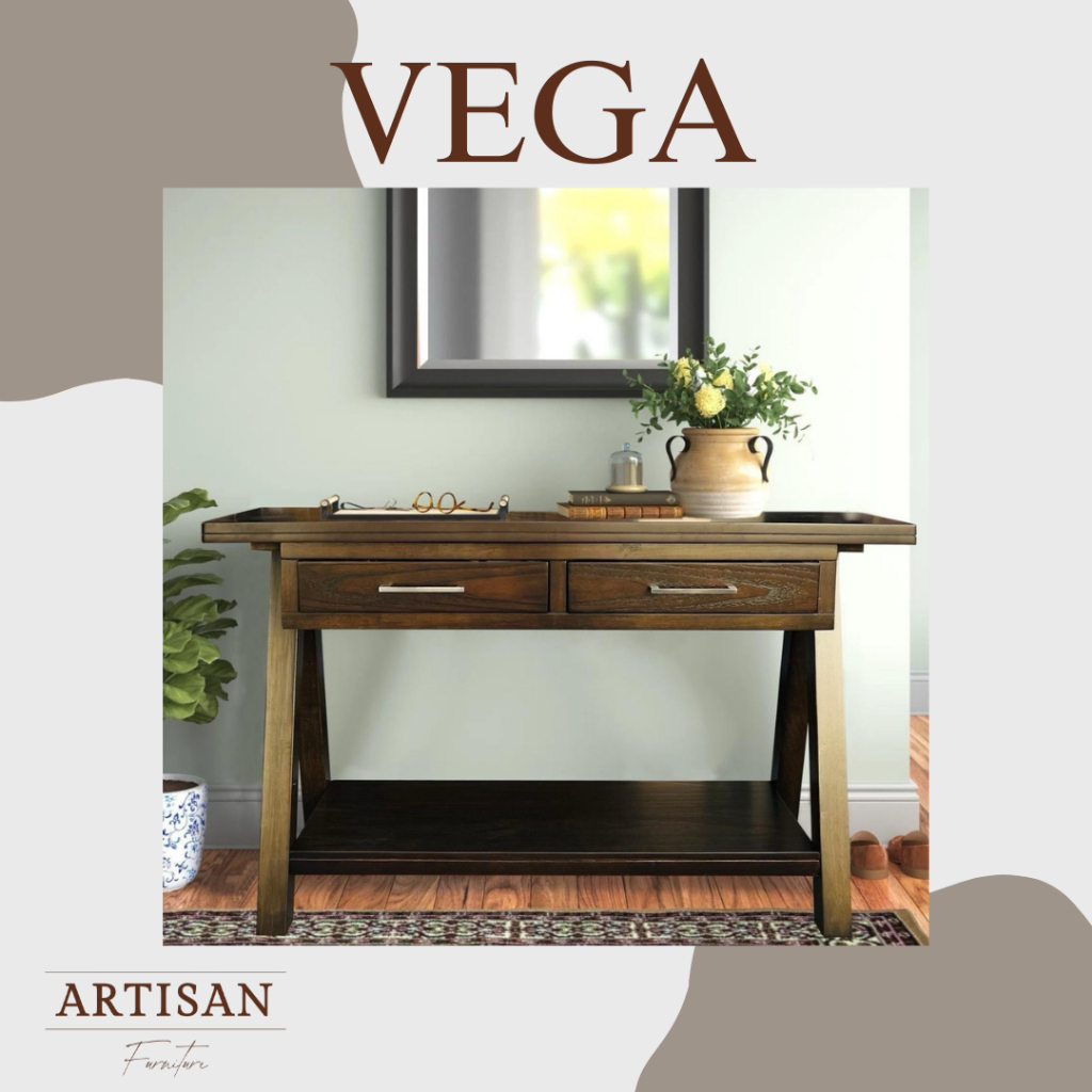 L'Artisan Vega Console Table Wooden with 2 drawers | Shopee Philippines