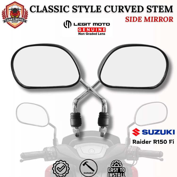 Suzuki Raider R150 Fi LEGITMOTO Classic Style Chrome/Black Curved Stem ...