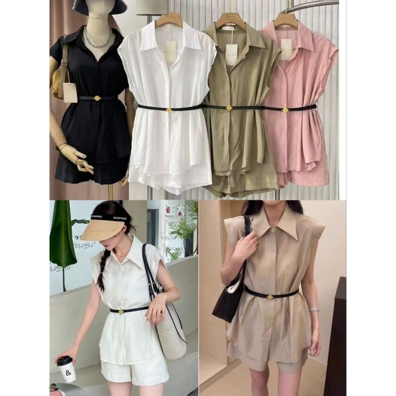 baao Bright Summer Colors Polo and Shorts Coords （Free Belt）Terno ...