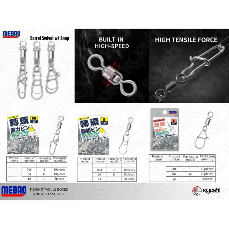 Mebao MB+BZ+HL Rolling Swivel with Ovakl Snap | Shopee Philippines