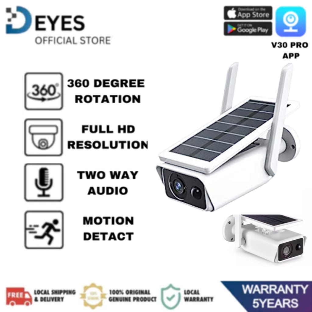 Deyes CCTV iCSee Solar / Battery Powered 3MP 1296p Outdoor Weatherproof ...