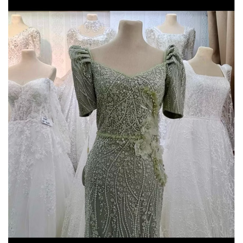 customize Filipiniana in sagegreen color | Shopee Philippines