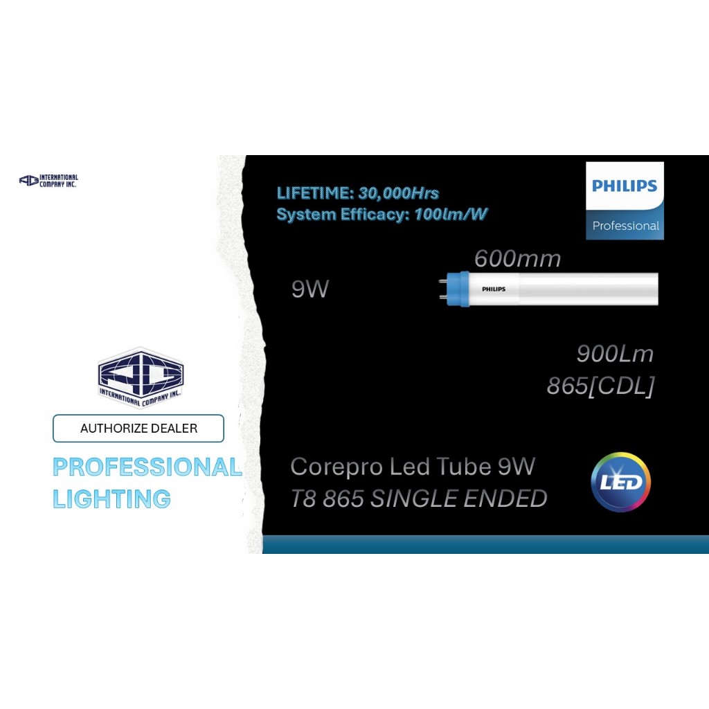 Philips CorePro LED Tube 9W 865[CDL] T8 SINGLE ENDED[BUNDLE 1Box: 20pcs ...