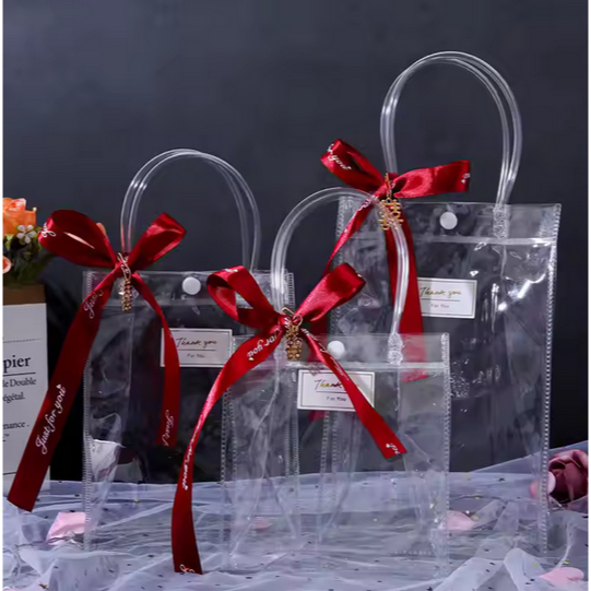 PVC Clear Bag w/ Handle Transparent Packaging Gift Bag Tote handbag ...
