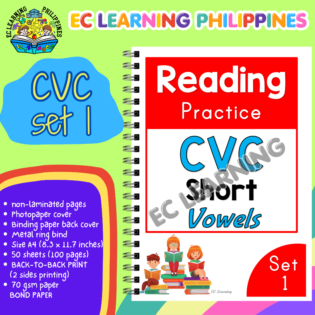 CVC SET 1 Short Vowels Reading Practice (Consonant Vowel Consonant) EC ...