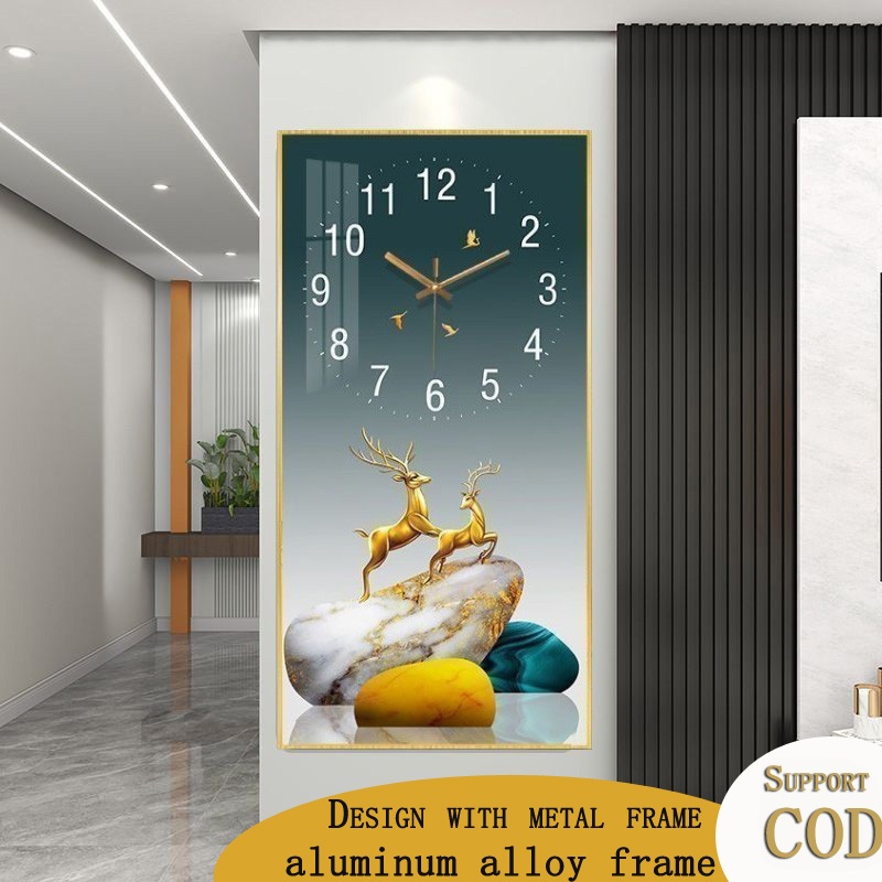 Hotel corridor clock mural decoration background painting with clock ...