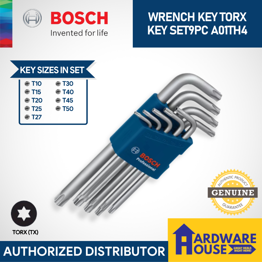 ORIGINAL BOSCH Wrench Key Torx Key Set 9PC A01TH4 | Shopee Philippines