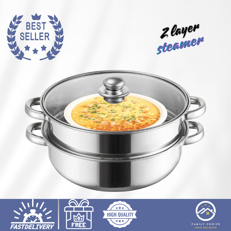 Steamer for Cooking, Steamer Pot with Steamer Insert, 2 Tier Stack and ...