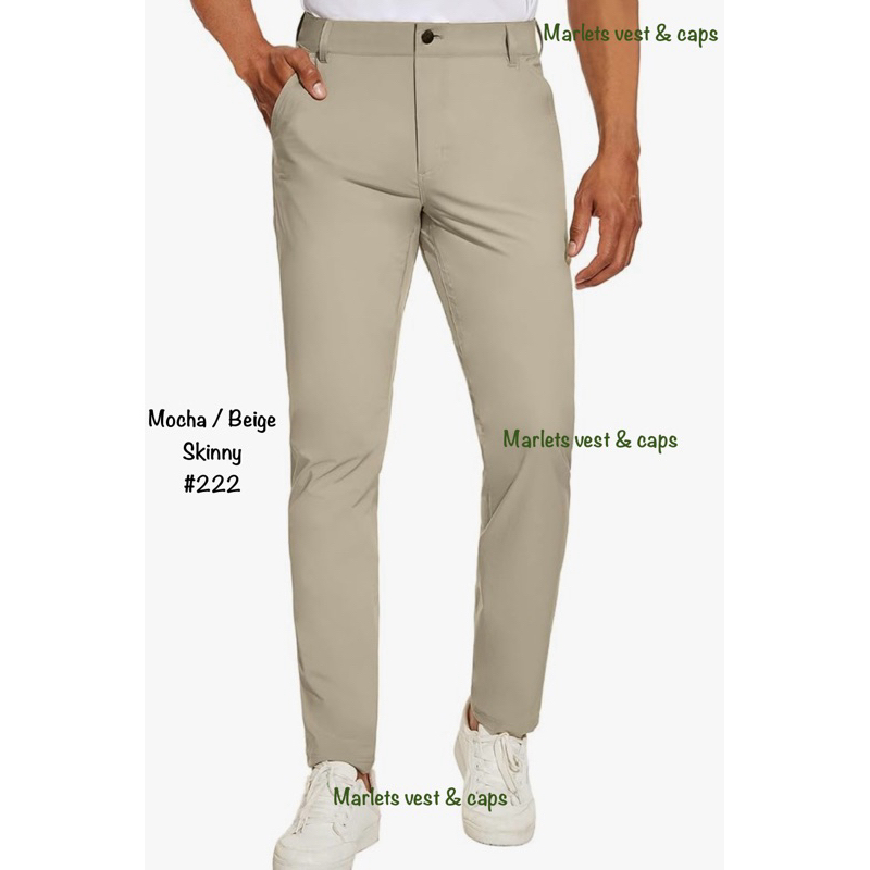 St.Anthony Skinny Baston slacks for Men #222 BATTLE GREEN MOCHA BEIGE ...