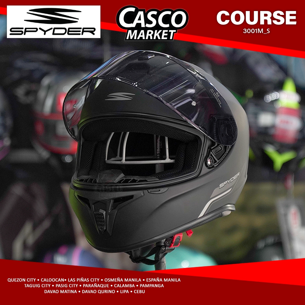 SPYDER COURSE P SOLID FULL FACE SINGLE VISOR MOTORCYCLE HELMET (with ...