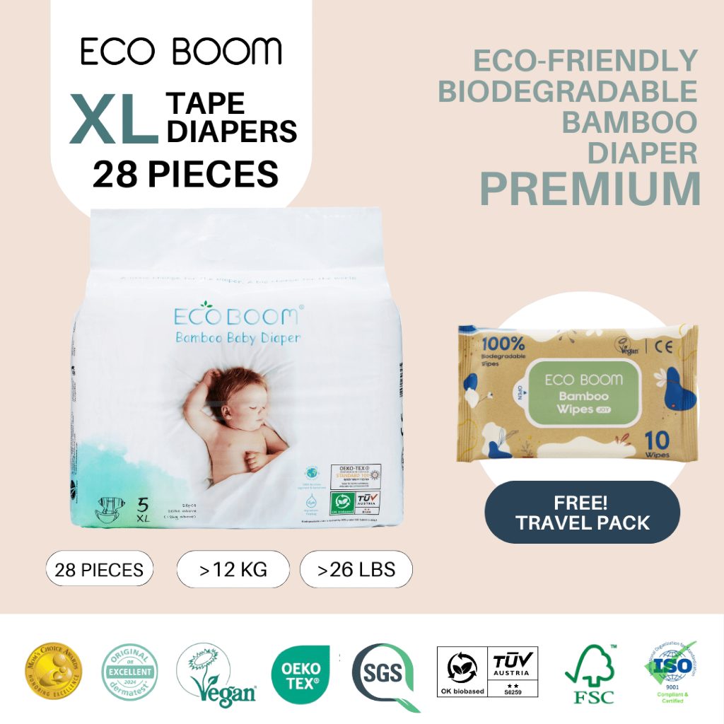 ECO BOOM XL Premium Tape Biodegradable Bamboo Tape Diapers 28 pcs ...