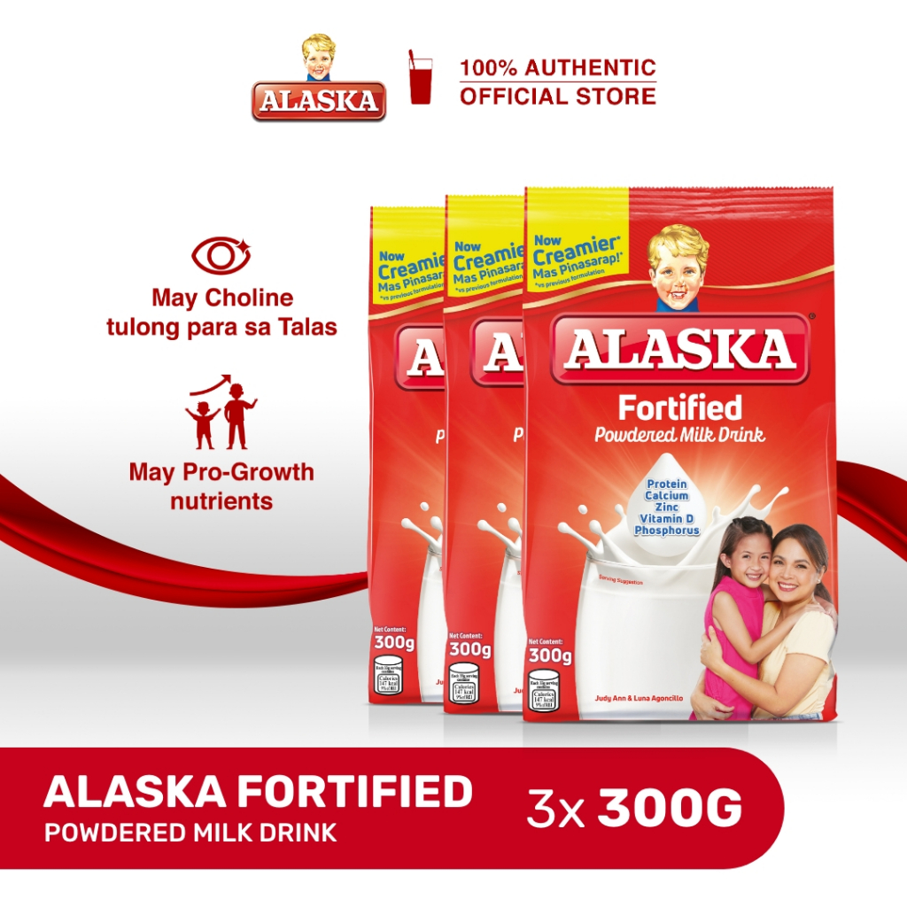 Alaska Fortified Powdered Milk Drink Pouch 300g | Set of 3 | Shopee ...