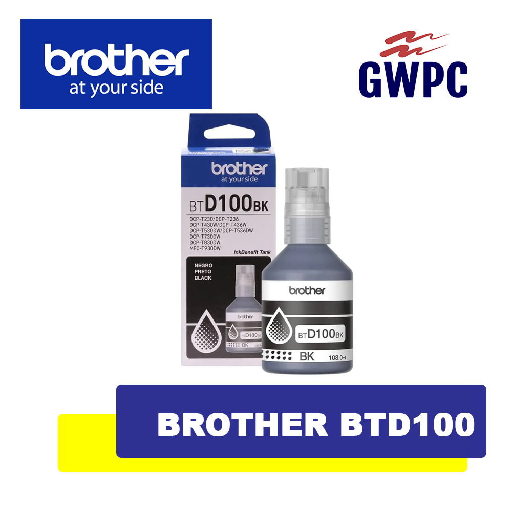 Brother BTD100 Genuine Ink Bottle for T430W T530DW T730DW T830DW T930DW ...