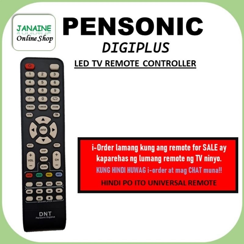 PENSONIC DIGIPLUS LED TV REMOTE CONTROLLER BASIC NON-SMART TV | Shopee Philippines