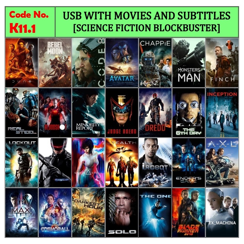 Flash Drive With Science Fiction Blockbuster Movies Subtitle Included ...