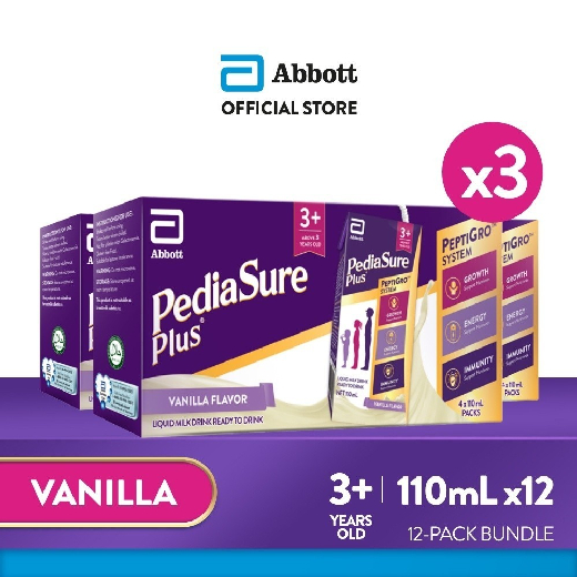 Pediasure Plus 3+ Vanilla 110ml x12 for Kids Above 3 Years Old (110ml ...