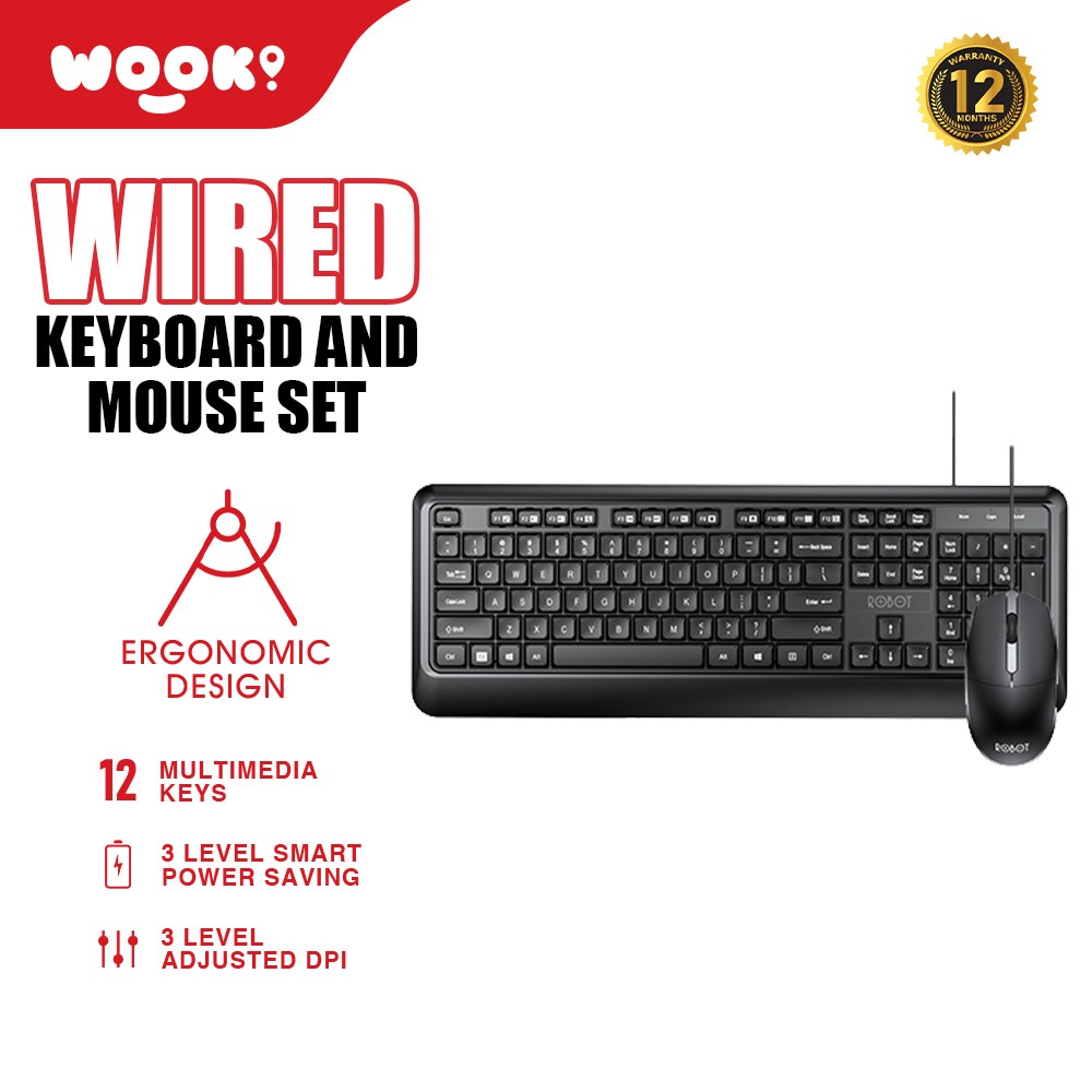 ROBOT KM2600 Keyboard and Mouse Combo Set for Computer/Laptop Office ...