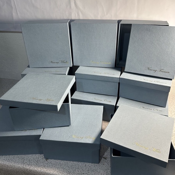 ONHAND • Personalized or Plain Gift Box (square) DUSTY BLUE | hard box ...