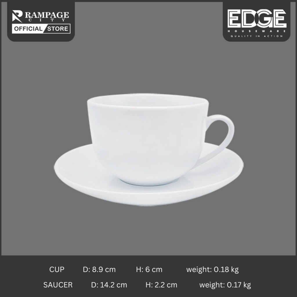 Edge Set of 6 Ceramic 220cc CUP and SAUCER - Drinkware - Kitchenware -, Best for Coffee and Tea ...