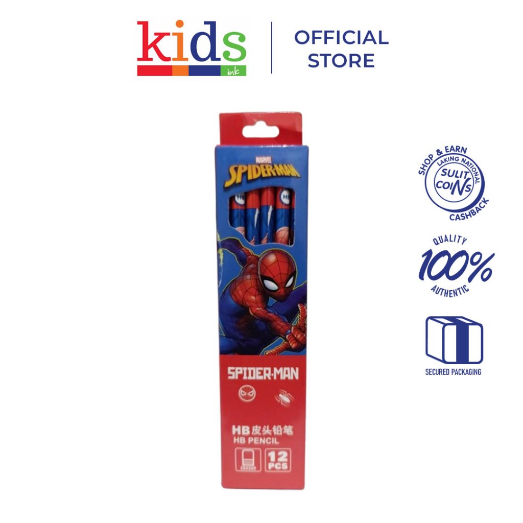 SPIDER MAN PENCIL SET A73001-1X HB 12S - Kids Ink | Shopee Philippines