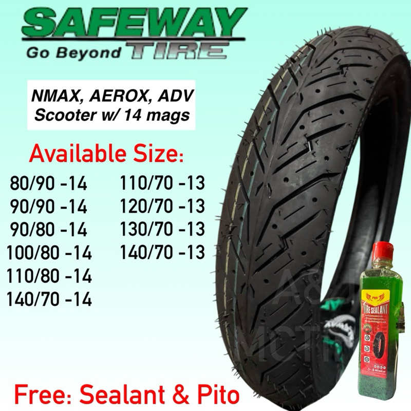 SAFEWAY Tire 13 & 14 Tubeless Tire for Nmax, Aerox, Adv, Pcx, Beat ...