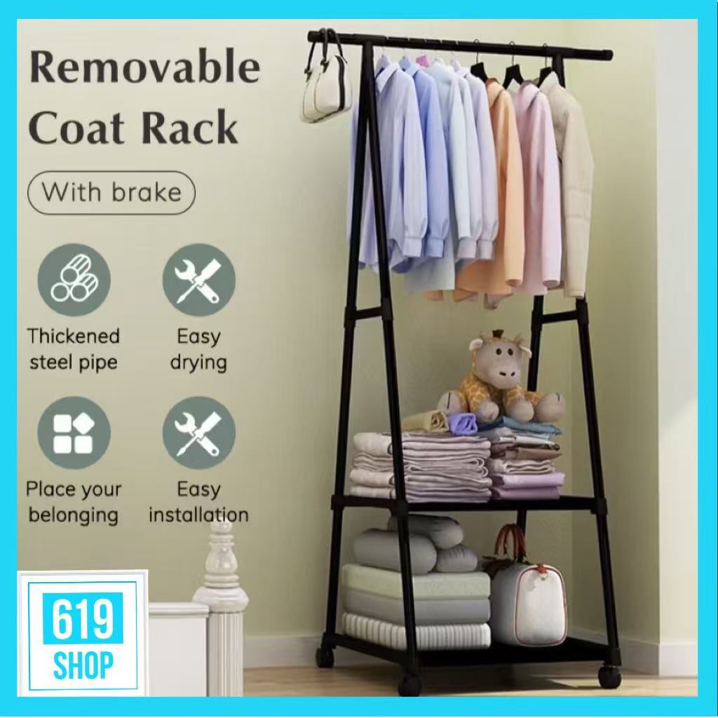 100% Original Lucky Triangle Coat Rack Bedroom Multi-function Clothes ...