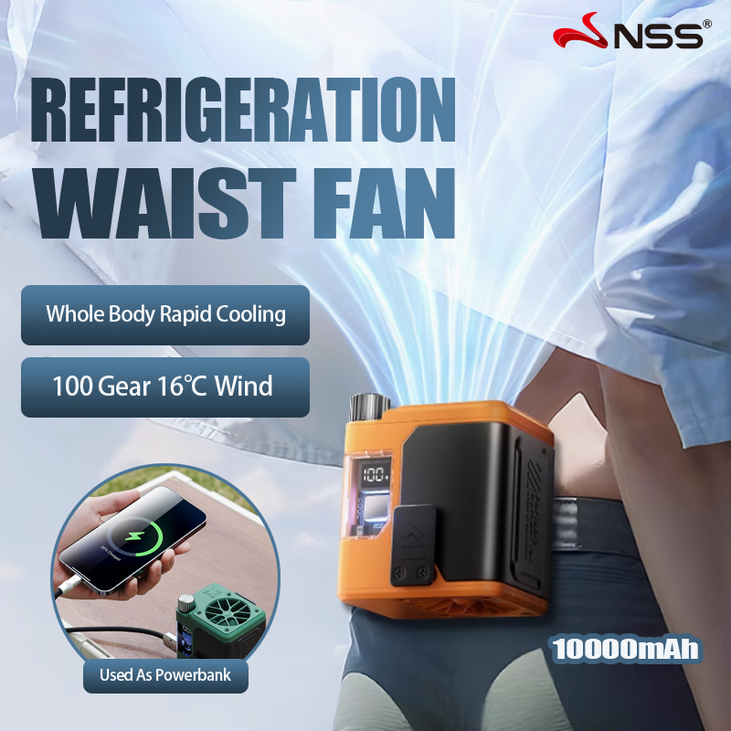 NSS 10000mAh Portable Waist Cooling Fan Outdoor Mini Fan Rechargeable ...