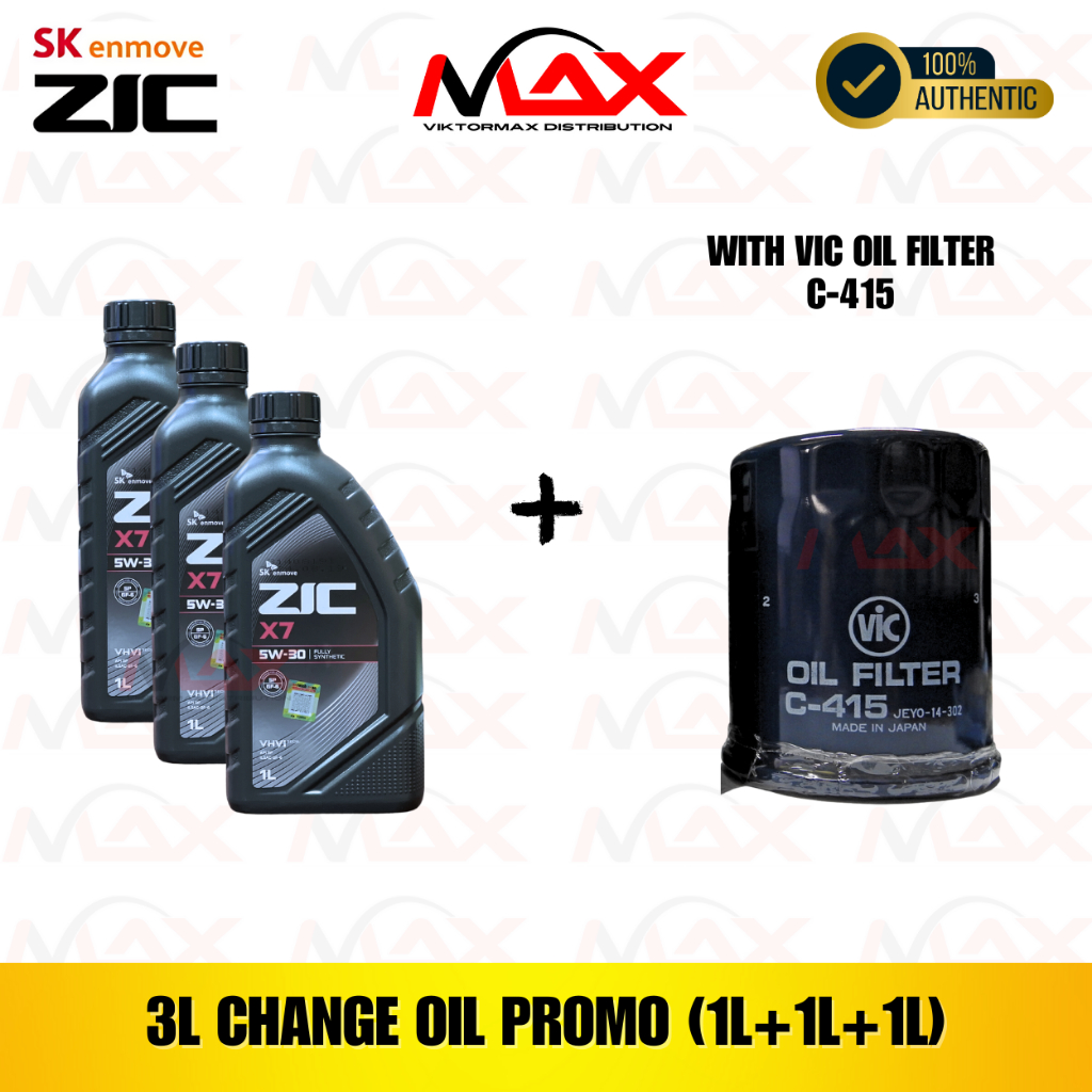 SK ZIC 3 Liters X7 5W30 For GASOLINE Engine with C-415 Vic Oil Filter ...