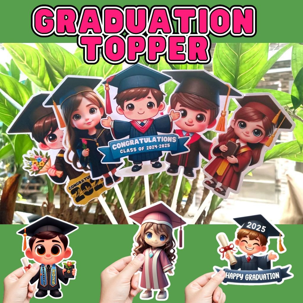 Graduation girl topper for bouquet or cake satin or fuzzy wire flower ...