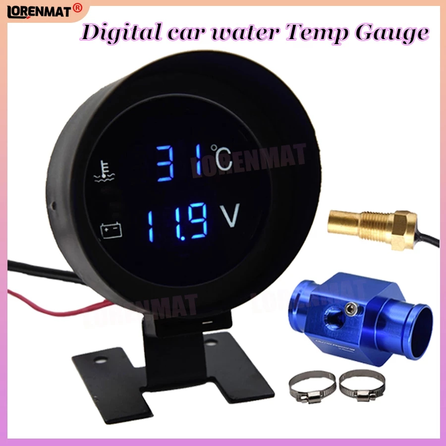 Car Digital Round Temperature Sensor Led Water Temperature Gauge For ...