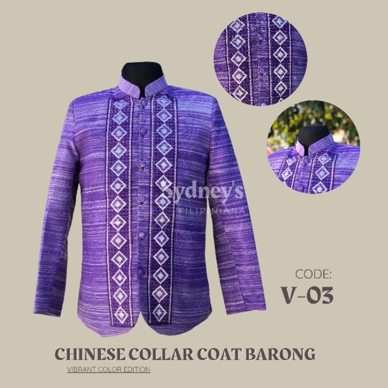 Modern Coat Barong Mall Quality Chinese Collar S-3X V-03 | Shopee Philippines