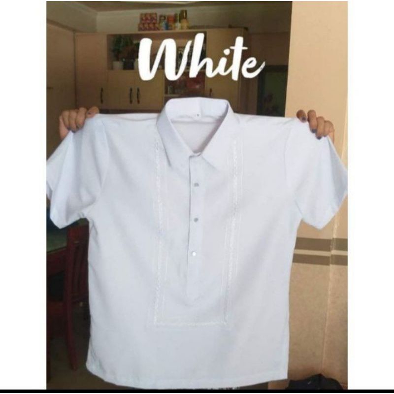 POLO BARONG OFFICE UNIFORM PLAIN WHITE | Shopee Philippines