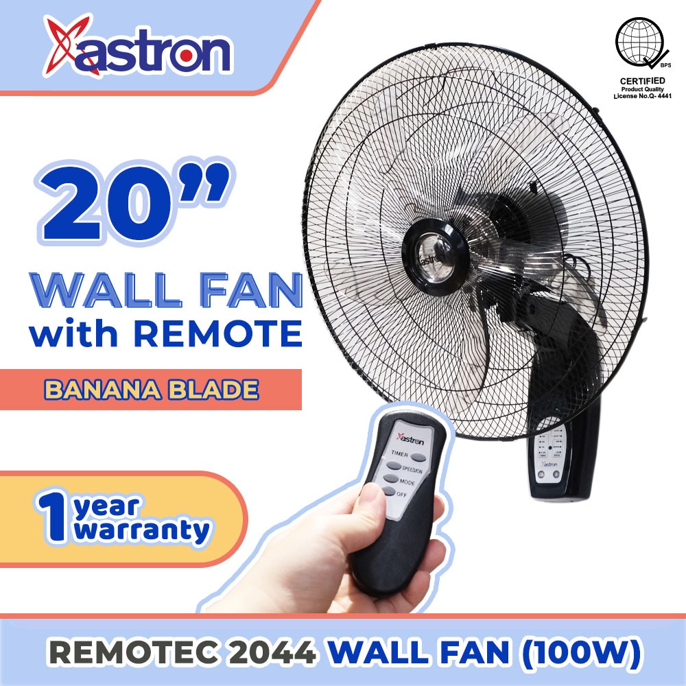 Astron REMOTEC2044 20" Electric Wall Fan - Black | Remote & Timer ...