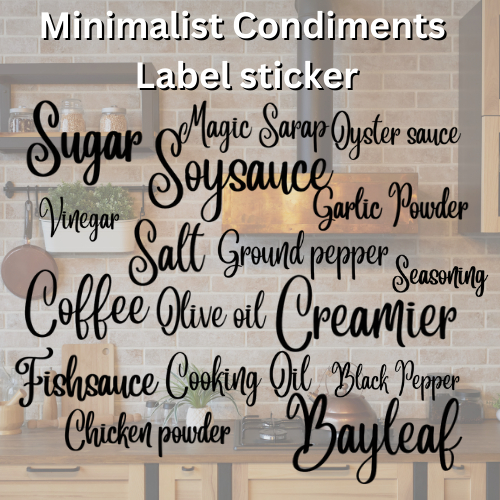 MINIMALIST CONDIMENTS LABEL STICKER TRANSPARENT 2X1 INCHES WATERPROOF ...