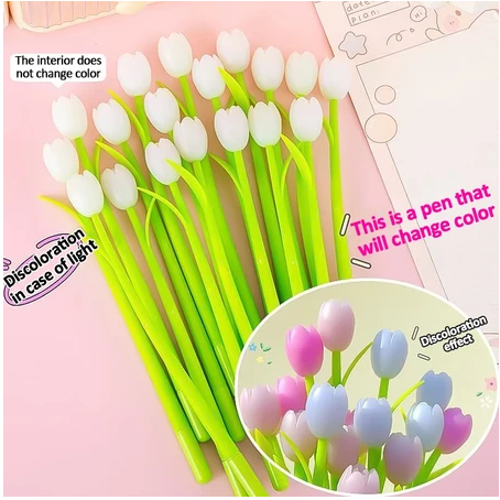 Meet Light Color-changing Tulip Silicone Gel Pen Creative Student Cute ...