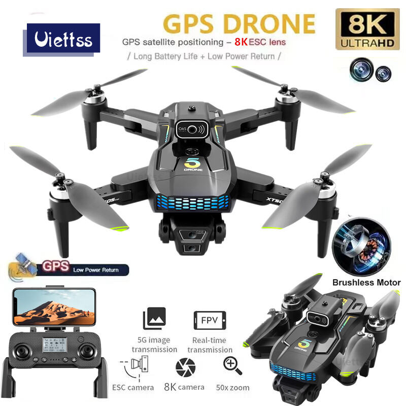 New XT505 GPS Drone 8K Professional Dual Camera 5G WIFI FPV Optical Flow Obstacle Avoidance ...