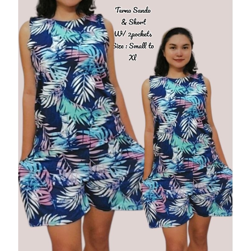 Terno Sando & Shorts | With 2 pockets | Freesize can fit S to XL ...
