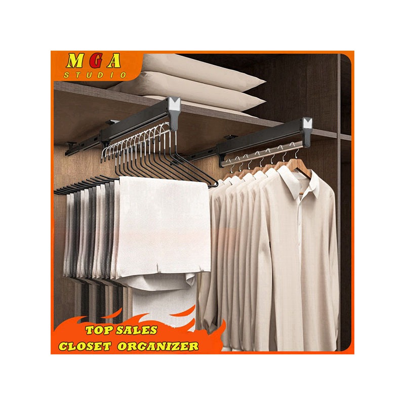 Pull Out Pants Hanger Rack Sliding Wardrobe Rack Organizer Clothes ...