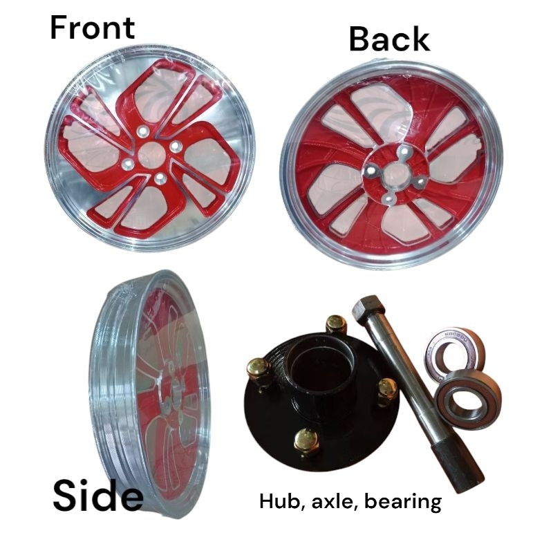 SIDE WHEEL MAGS SET FOR TRICYCLE(HUB,AXLE,MAGS, BEARING)SIZE 17 (6205 ...