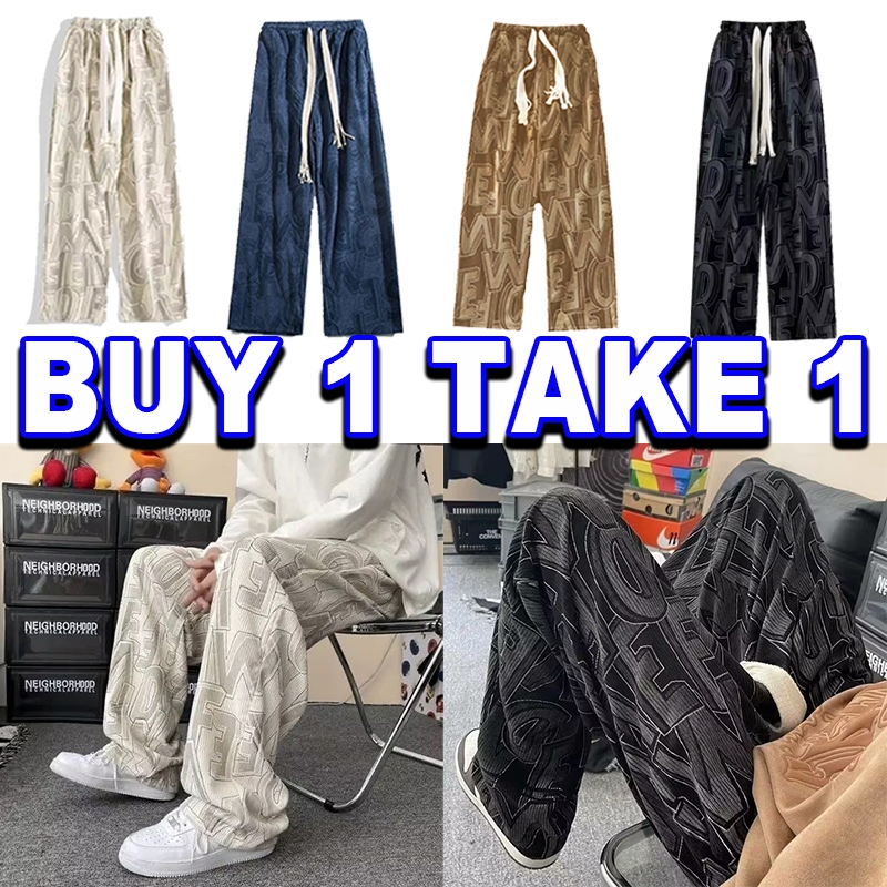 【Buy 1 Take 1】High Quality Corduroy Pants for Men Korean Baggy Straight ...