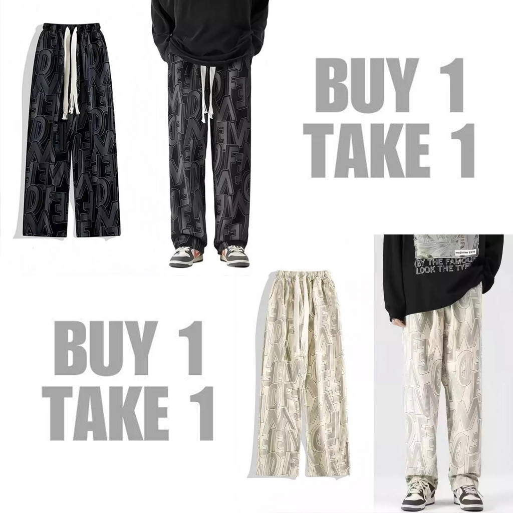 【BUY 1 TAKE 1】Korean Baggy Straight Cut Slacks Slocks Summer Trouser ...