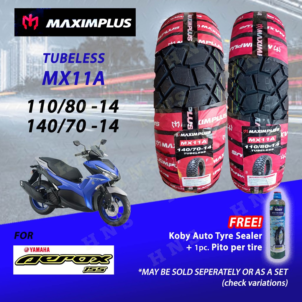 Maximplus Tubeless Tires for Yamaha Aerox ( 110/80-14, 140/70-14, 1set ...