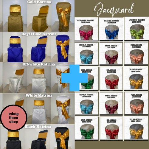 KATRINA CHAIR COVER WITH JACQUARD RIBBON (REQUEST YOUR OWN COLOR OF ...