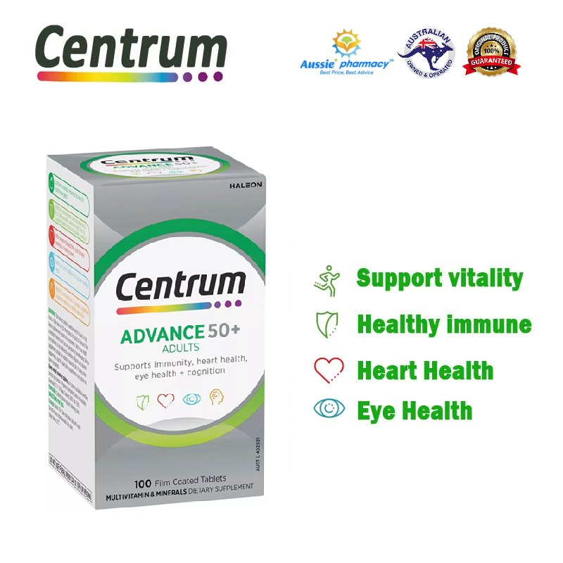 Centrum Multivitamin Advance 50+ Adults Vitality Immunity Heart Eye ...