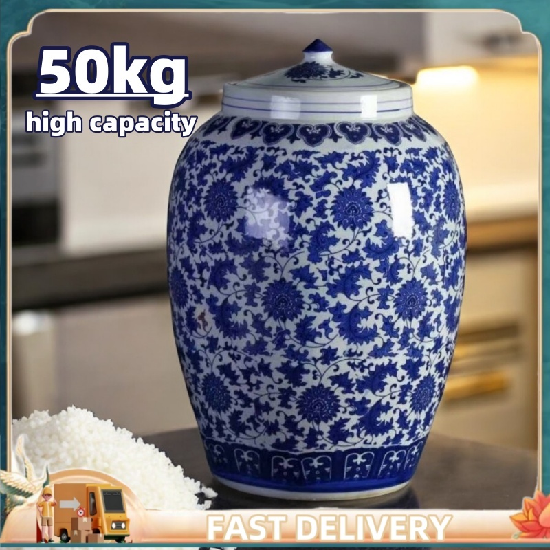 Rice dispenser 50kg big capacity rice storage container with lid ...