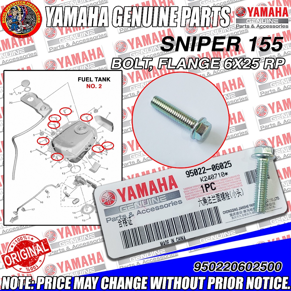 SNIPER 155 BOLT FLANGE 6X25 RP (YGP) (GENUINE: 950220602500) | Shopee ...